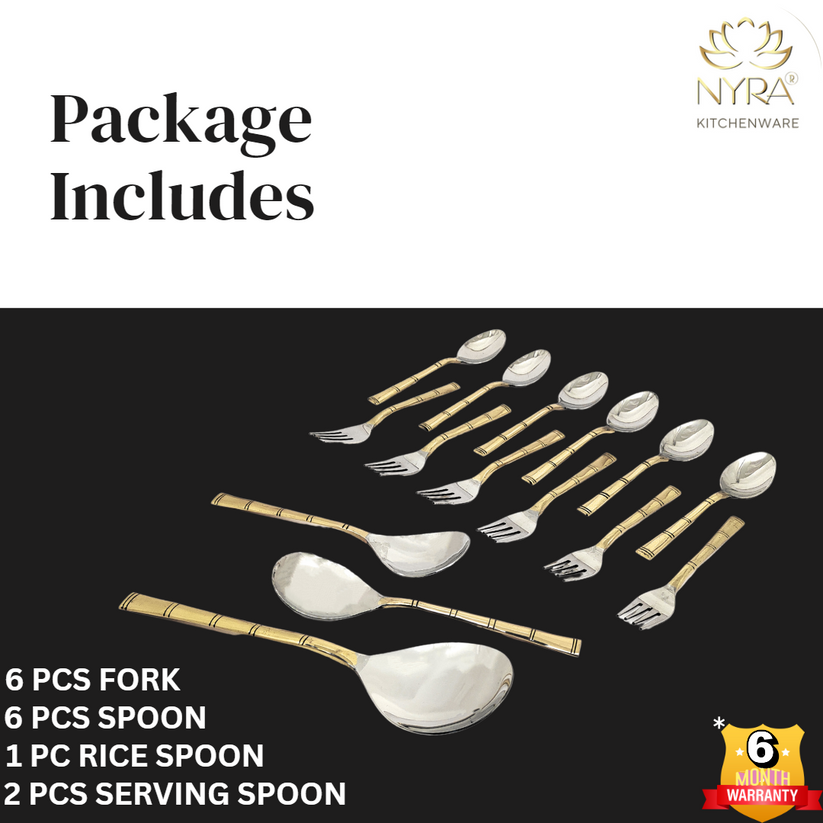 Stainless Steel Brass Traditional Cutlery Set - 15 Pcs – Nyra® Kitchenware