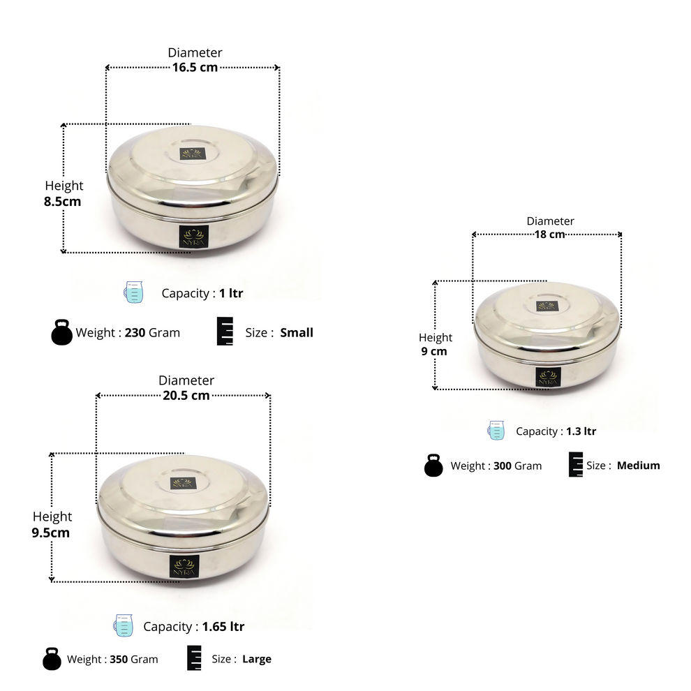 Stainless Steel Chapati Box Set | Multipurpose Kitchen Storage ...