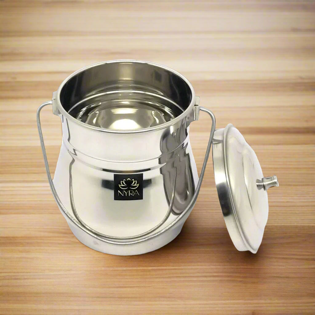 Stainless Steel Milk Pot/Container with lid | Flat Bottom dolchi for M ...