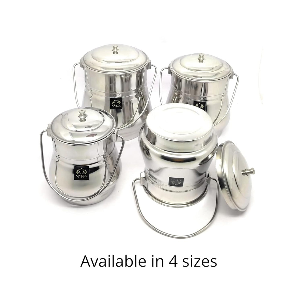 Stainless Steel Milk Pot/Container with lid | Flat Bottom dolchi for M ...