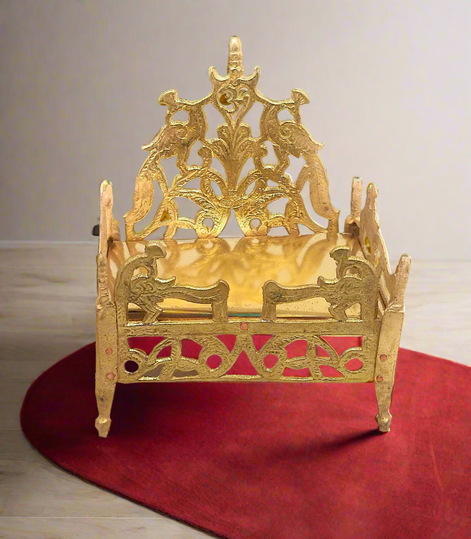 Handcrafted Peetal Singhasan | Brass Throne for Pooja - 3 sizes – Nyra ...