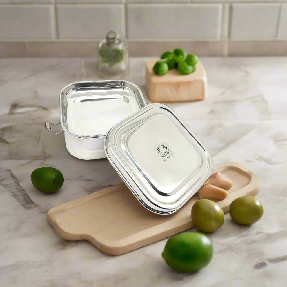 Stainless Steel Double Decker Tiffin Box | Airtight Leakproof – Nyra ...