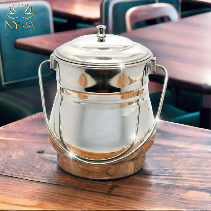 Stainless Steel Milk Pot/Container with lid | Flat Bottom dolchi for M ...