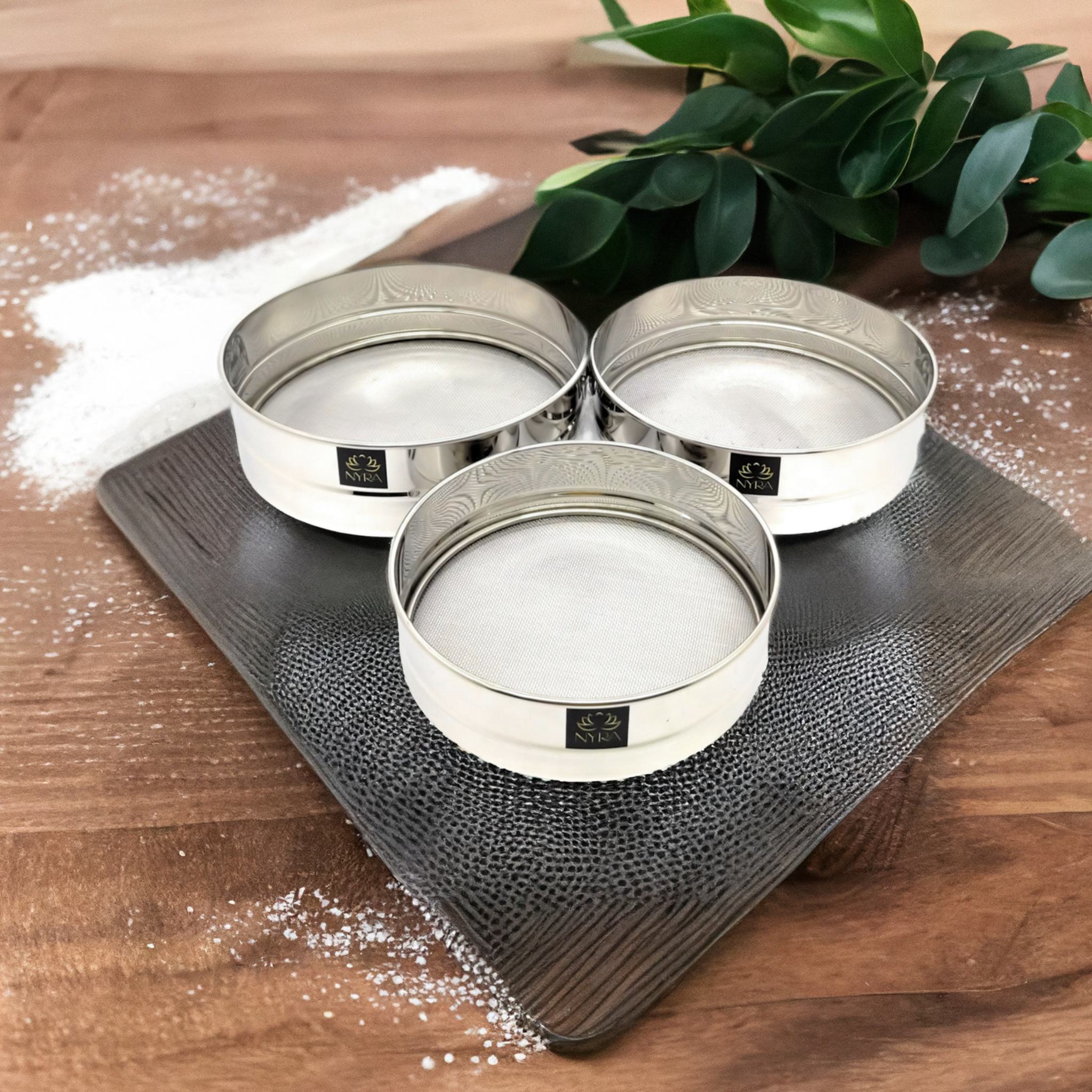 Stainless Steel Atta Flour Powders Strainer Fine Mesh Sieve Chhanni ...